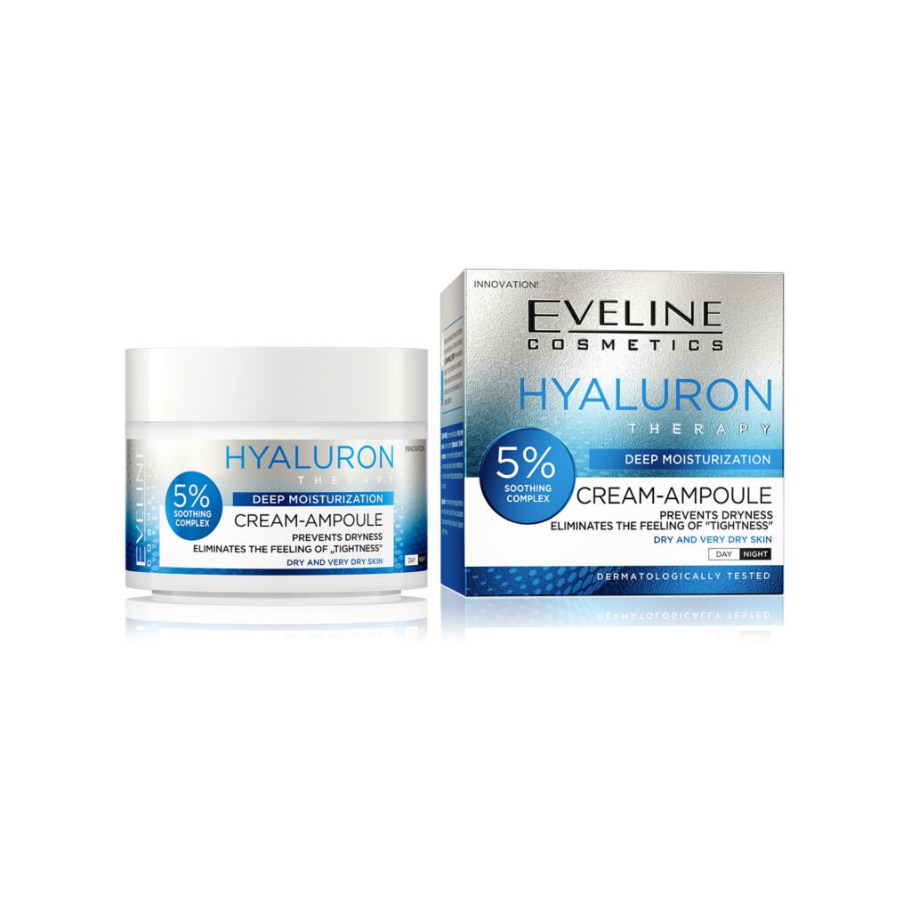 Eveline Hyaluron Deeply Moisturizing Cream Ampoule 5% Soothing Complex ...